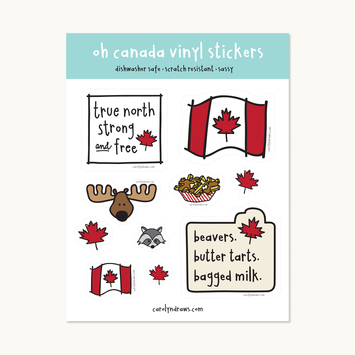 Oh Canada Vinyl Sticker Sheet – carolyndraws
